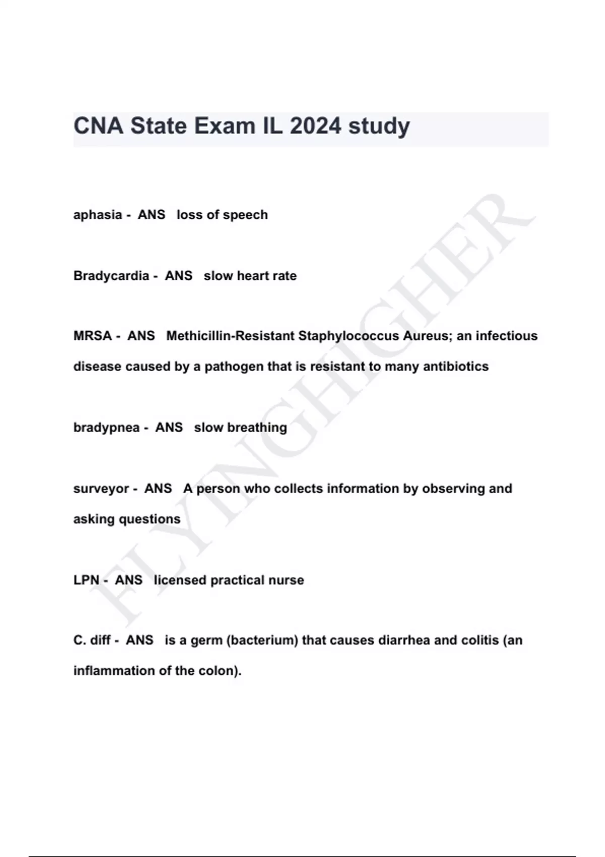 CNA State Exam IL 2024 study QUESTIONS & ANSWERS 2024 ( A+ GRADED 100% ...