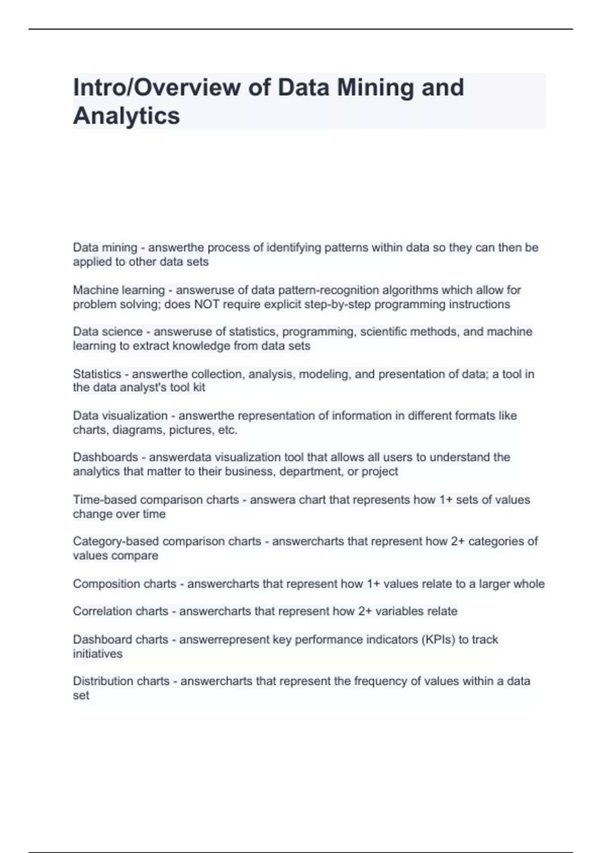 Data Mining Exam Bundle 2024 - Stuvia US