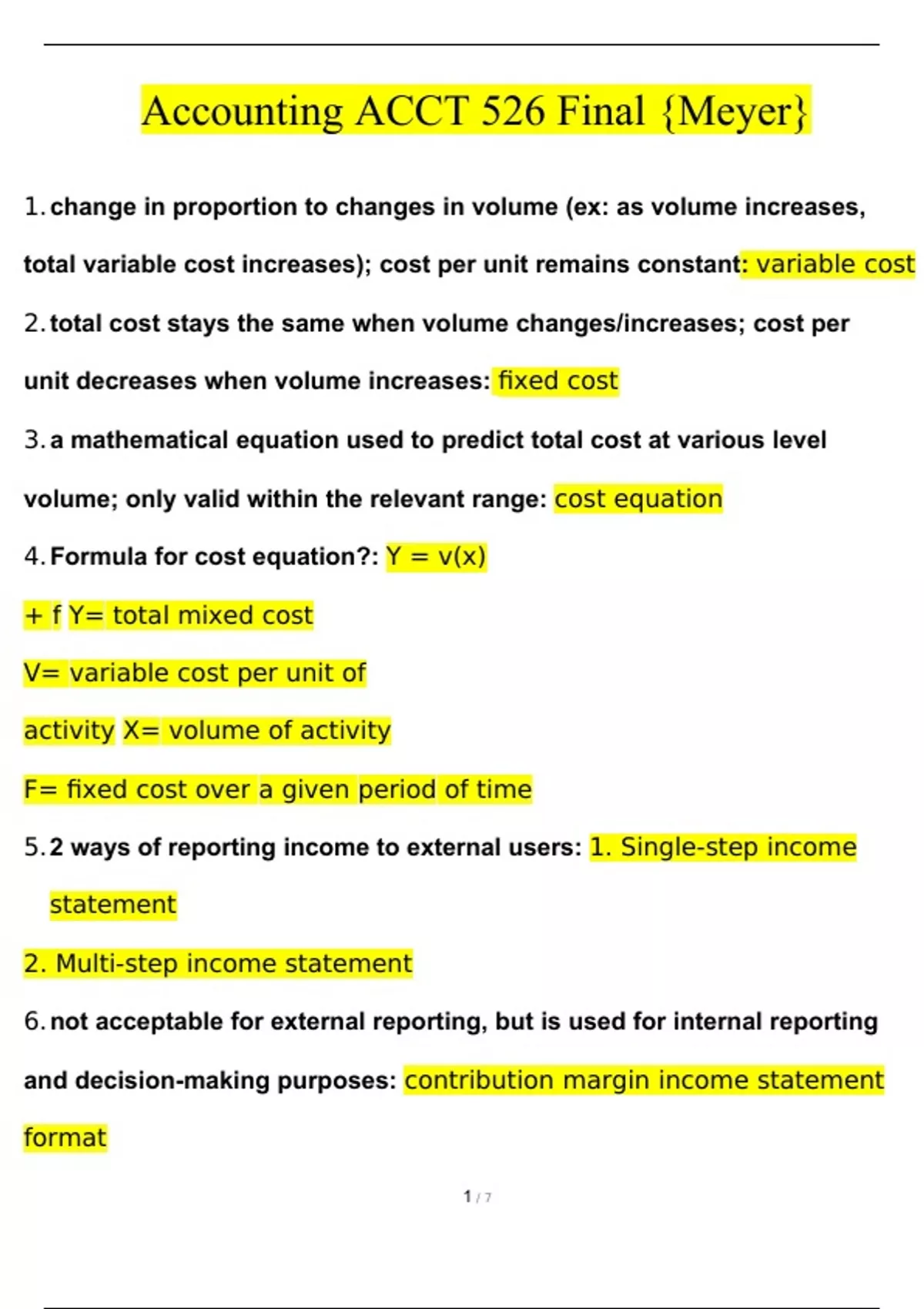 Accounting ACCT 526 Final Exam {Meyer} Complete (2024 / 2025) (Verified Updated) - ACCT 526 ...