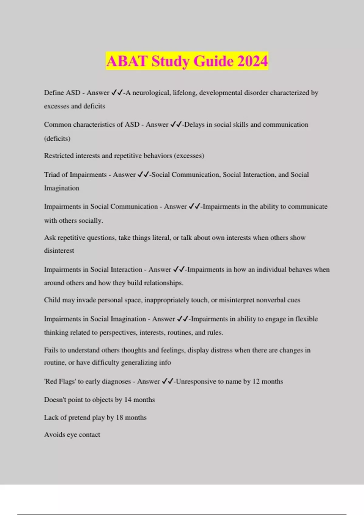 ABAT Study Guide 2024 with Complete Solutions - ABAT - Stuvia US