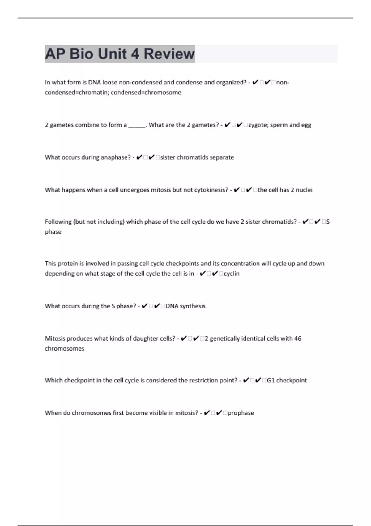 AP Bio Unit 4 Review 45 Questions with 100% Correct Answers | Updated & Verified - AP Bio ...