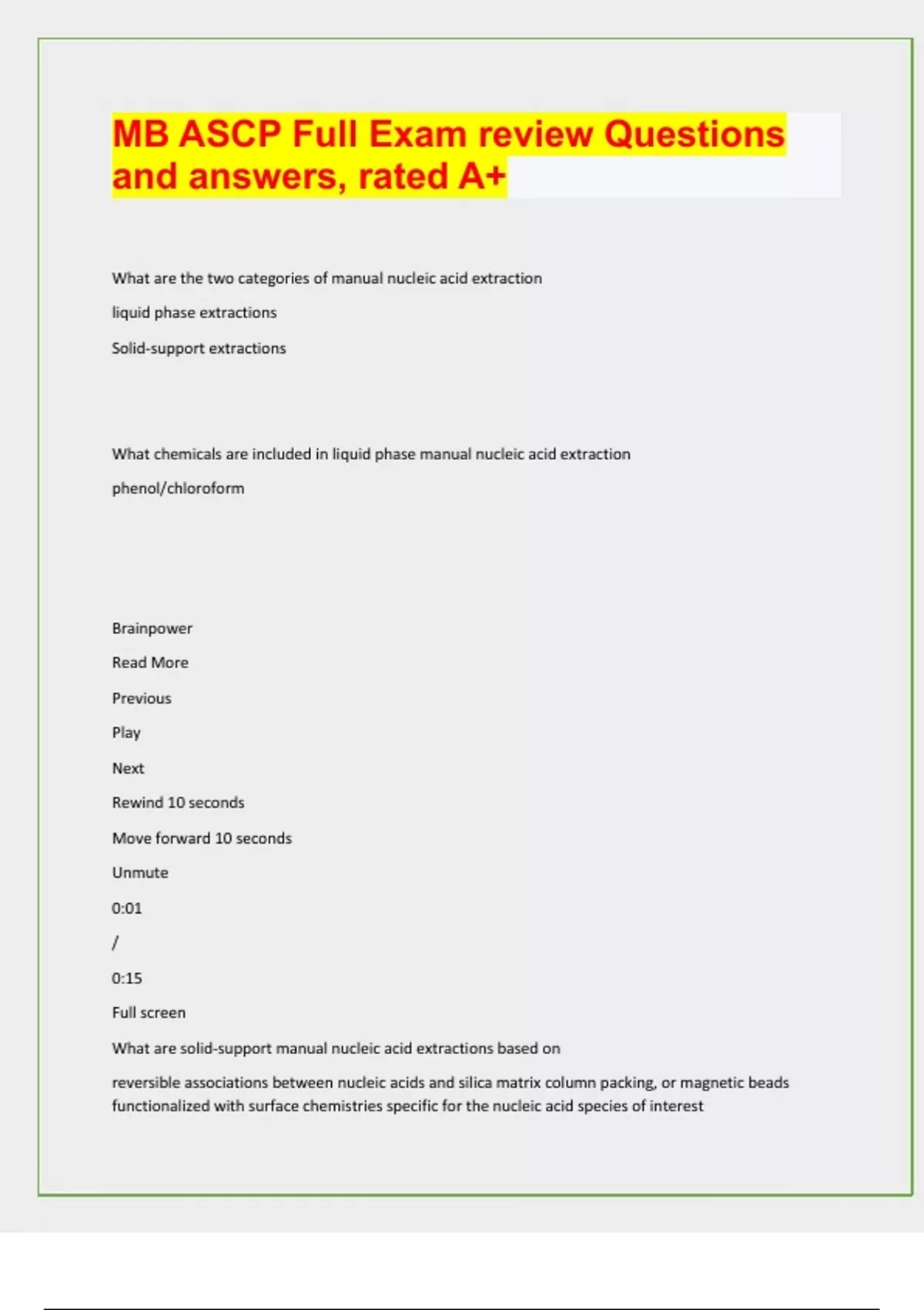 MB ASCP Full Exam review Questions and answers, rated A+| LATEST UPDATE ...