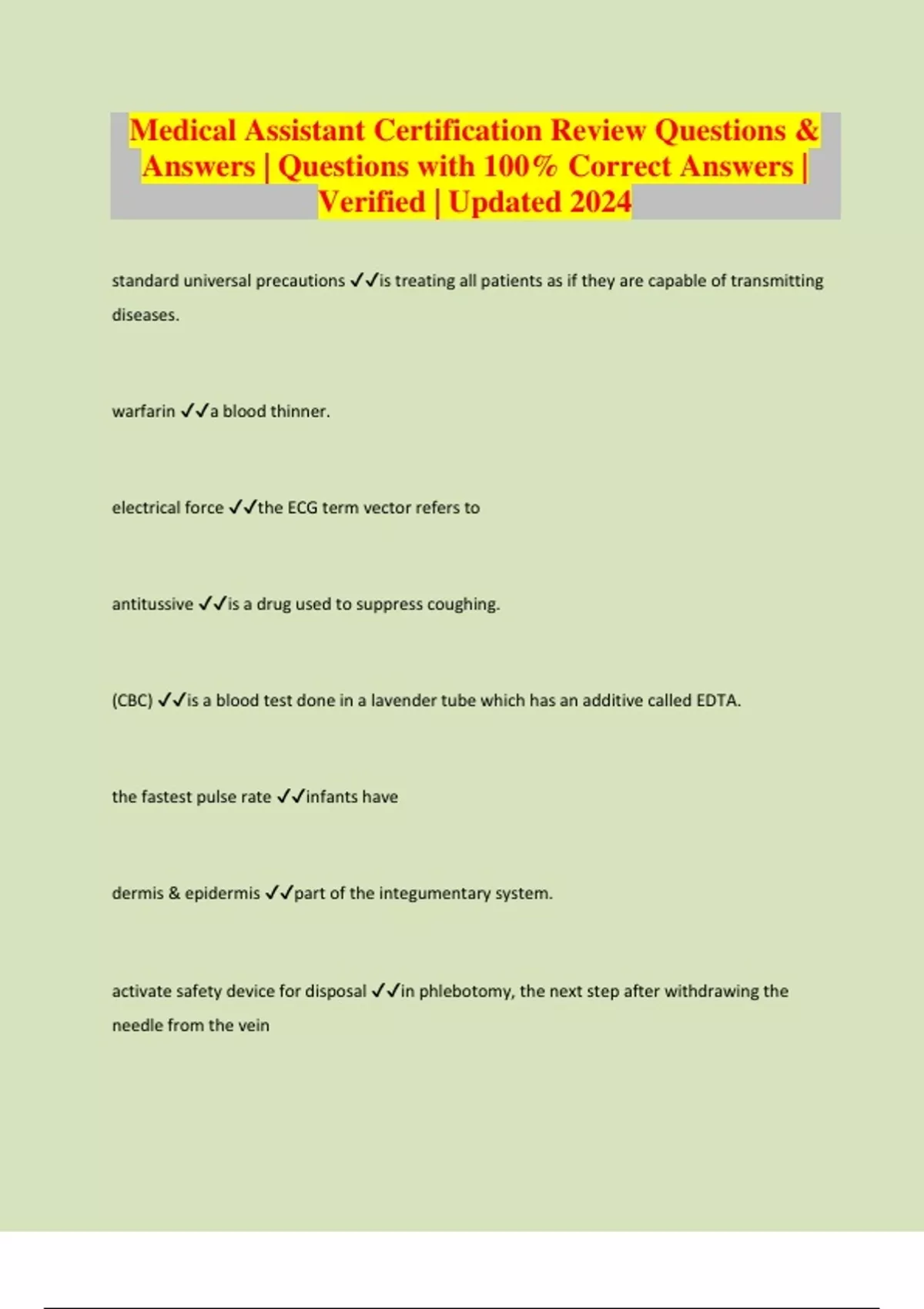 Medical Assistant Certification Review Questions & Answers | Questions ...