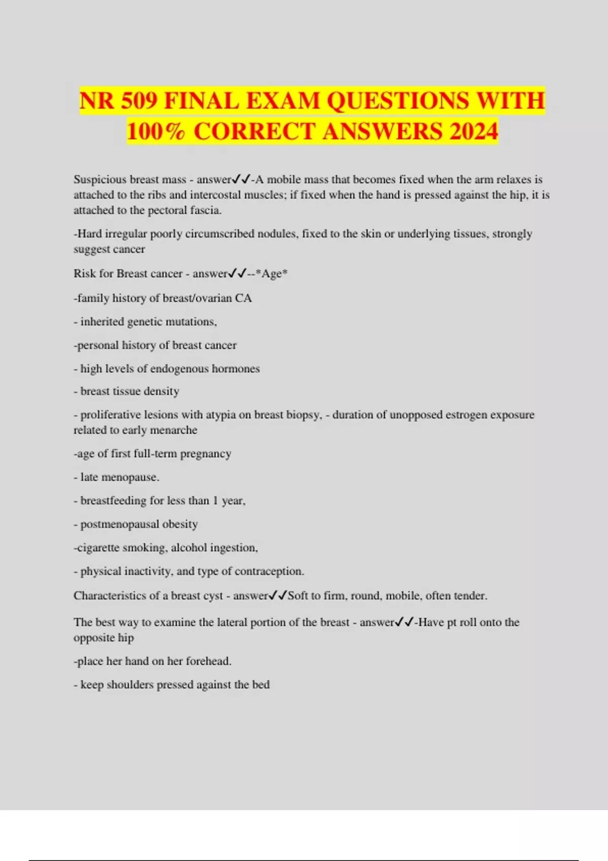 NR509 FINAL EXAM QUESTIONS WITH 100% CORRECT ANSWERS 2024 - NR509 - Stuvia US