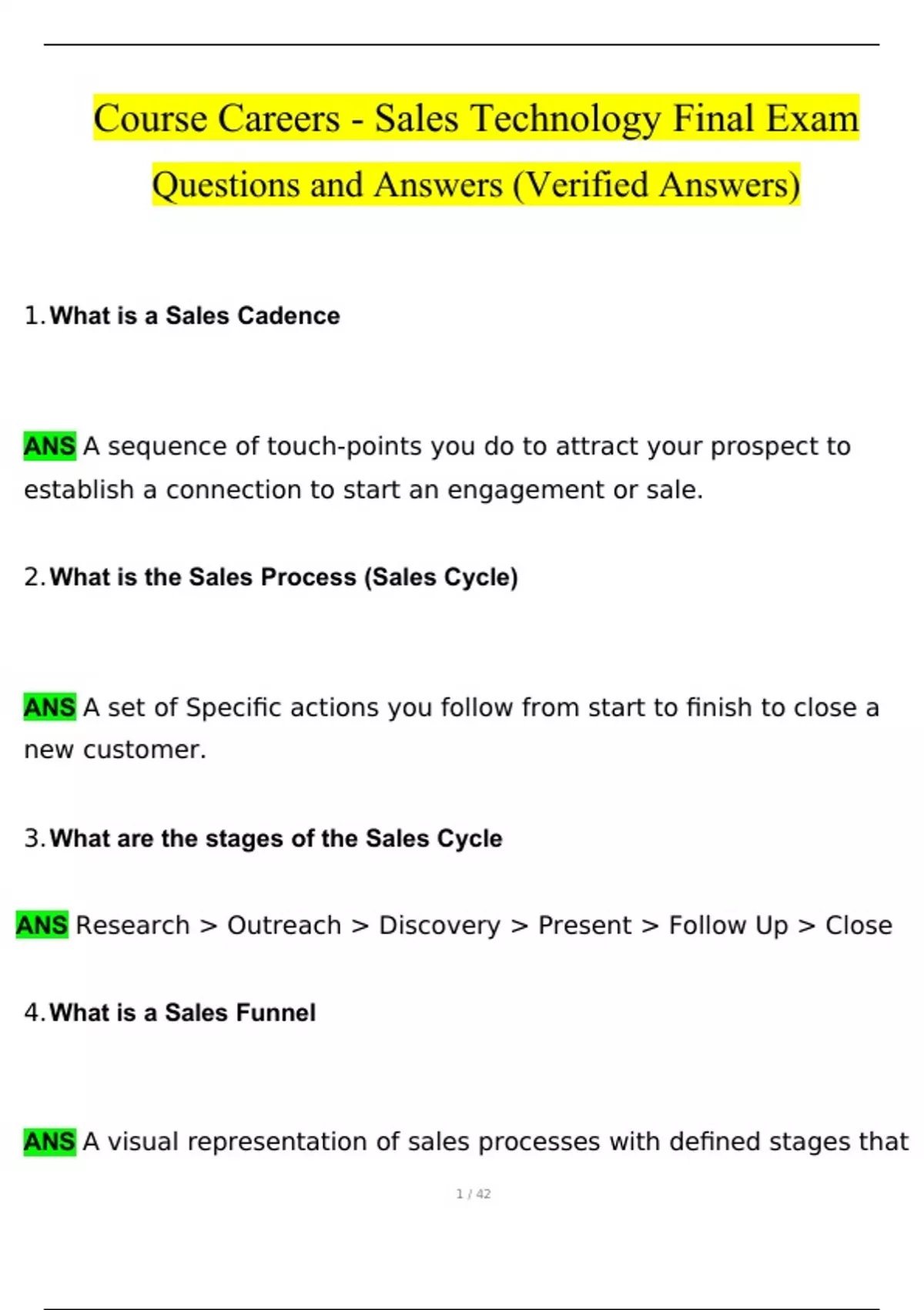 Course Careers - Sales Technology Final Exam Questions and Answers ...
