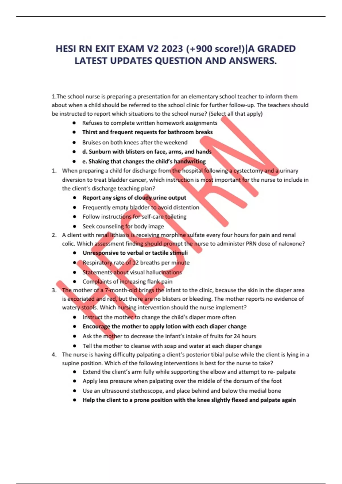 HESI RN EXIT EXAM V2 2023 (+900 score!)|A GRADED LATEST UPDATES ...