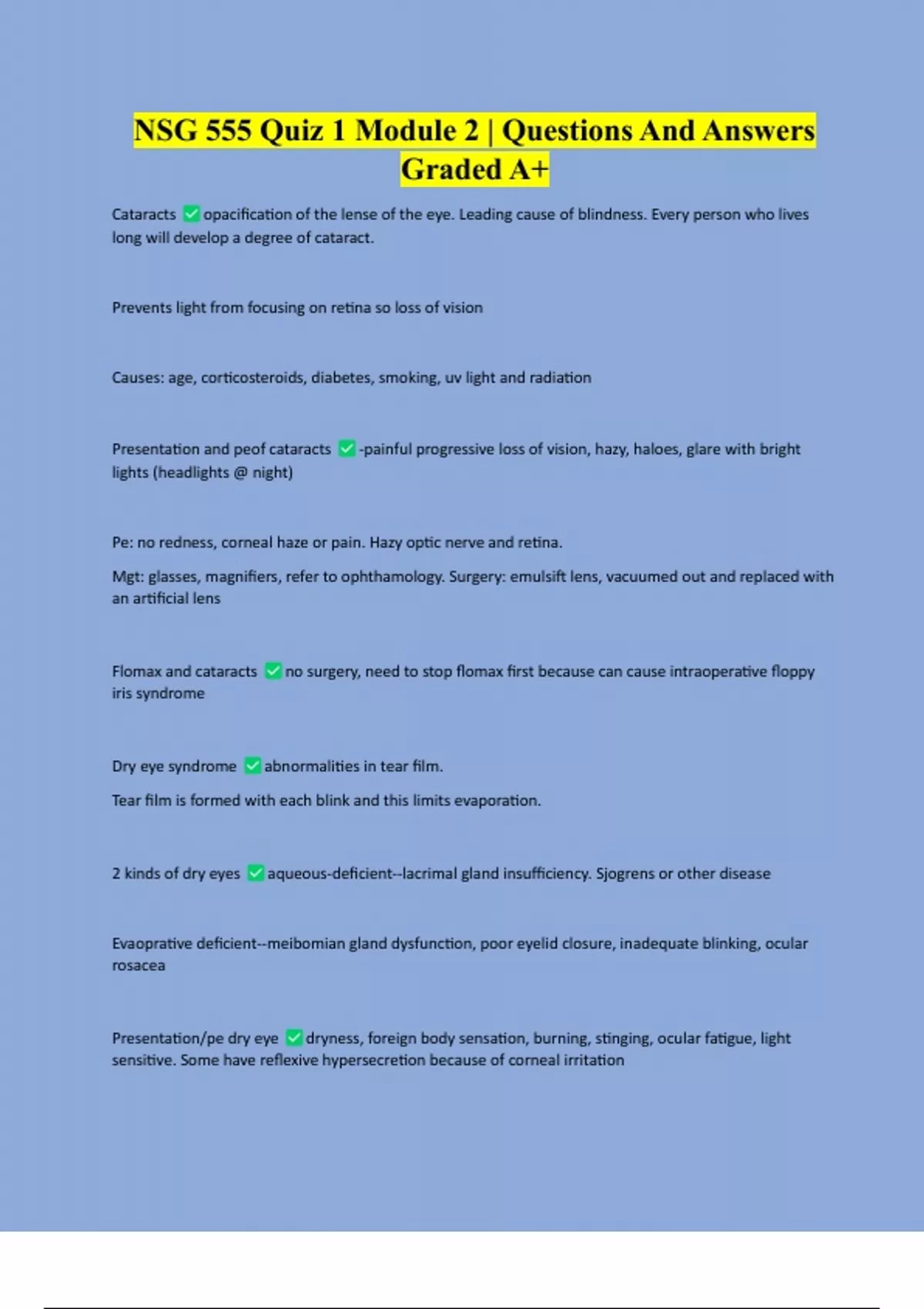 NSG 555 Quiz 1 Module 2 | Questions And Answers Graded A+ - NSG 555 ...
