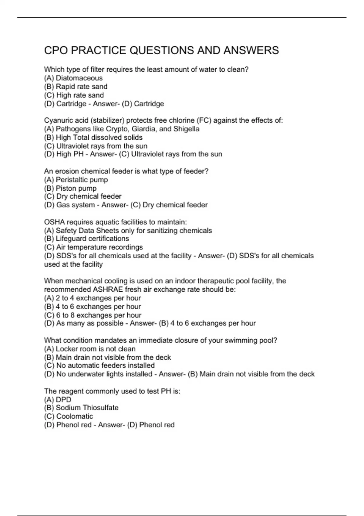 CPO PRACTICE QUESTIONS AND ANSWERS - CPO - Stuvia UK