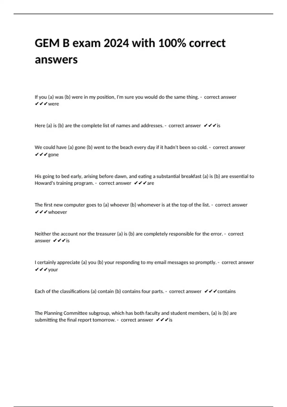 GEM B exam 2024 with 100% correct answers - ABC RBS - Stuvia US