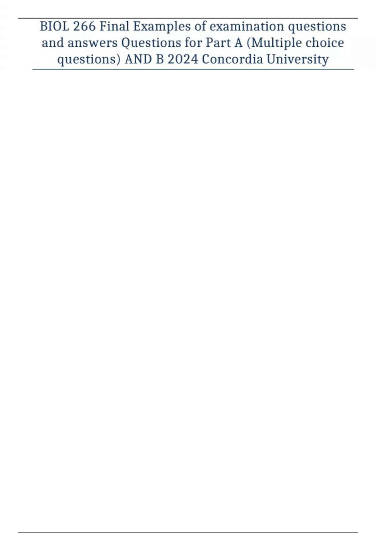 BIOL 266 Final Examples of examination questions and answers Questions ...