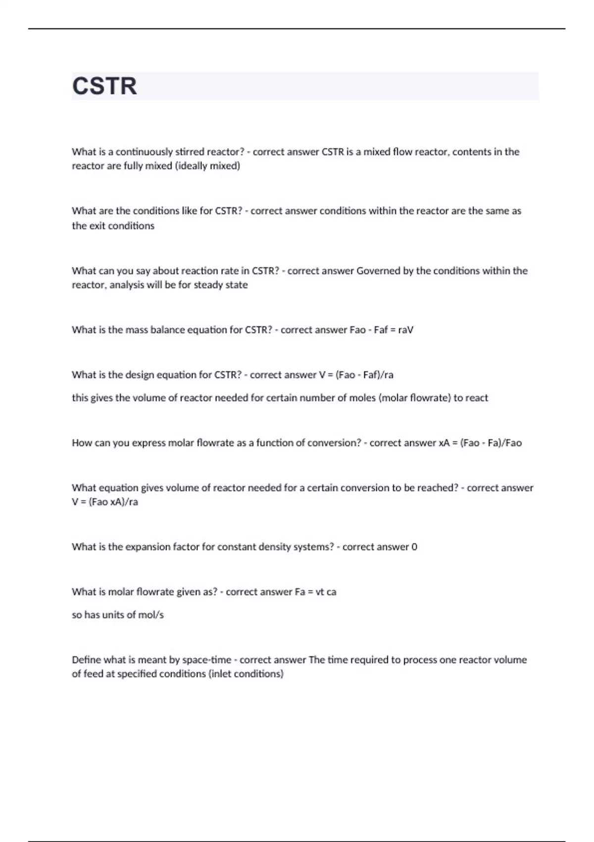 CSTR with correct answers rated A+ 2024/2025 - Cstr - Stuvia US