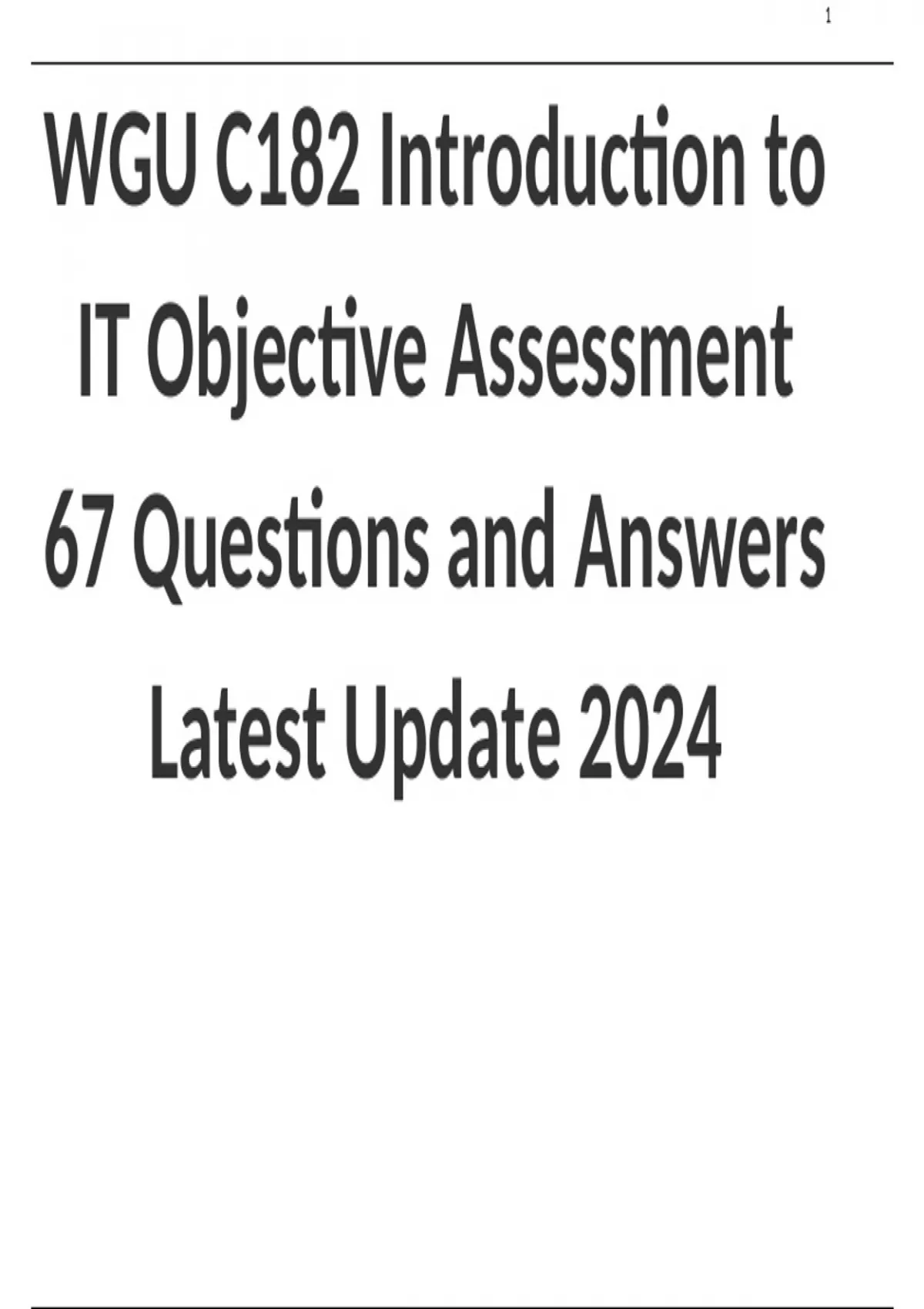 WGU C182 Introduction to IT Objective Assessment 67 Questions and ...