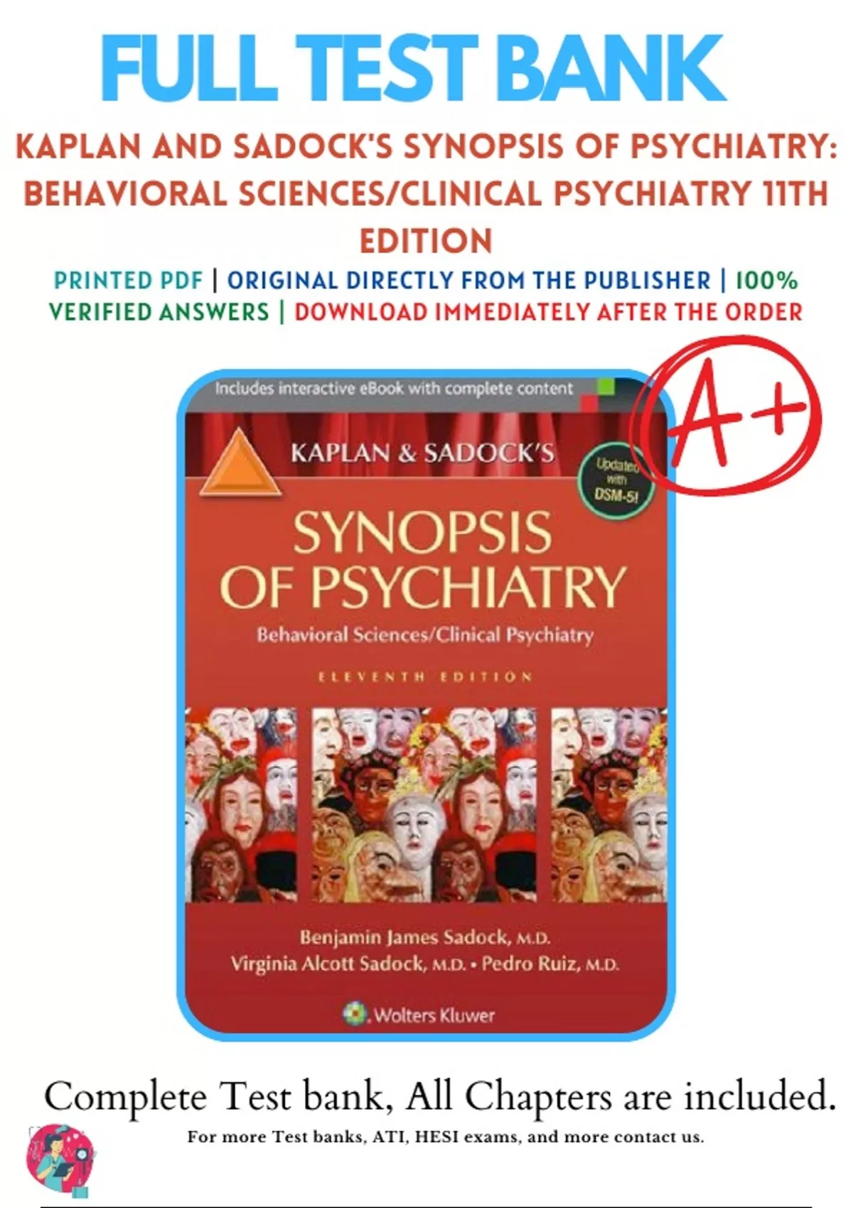 Test Bank For Kaplan and Sadocks Synopsis of Psychiatry 11th Edition ...