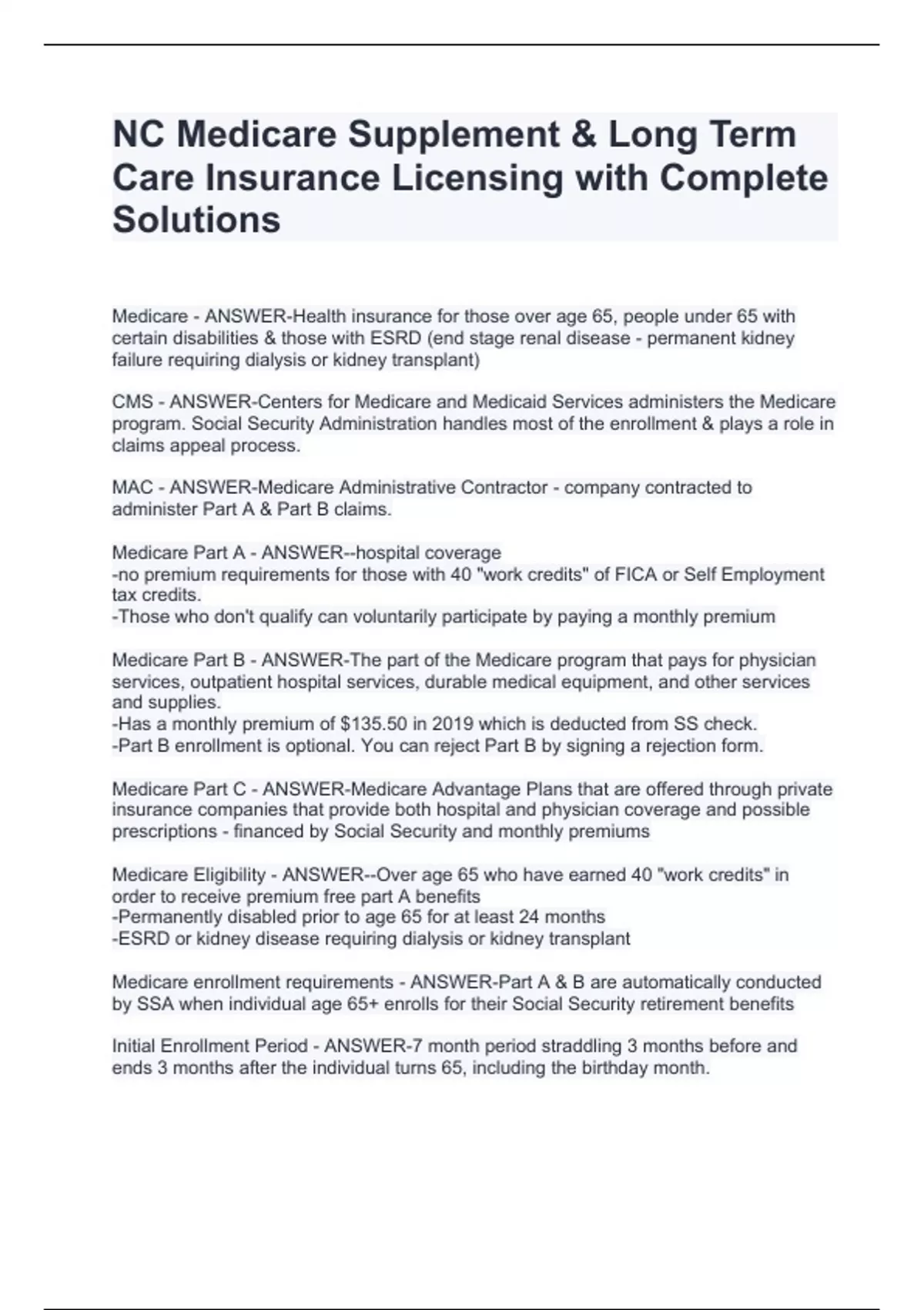 NC Medicare Supplement & Long Term Care Insurance Licensing with ...