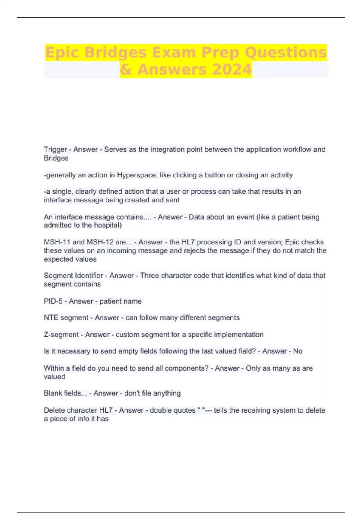 Epic Bridges Exam Prep Questions & Answers 2024 - Epic Bridges - Stuvia US