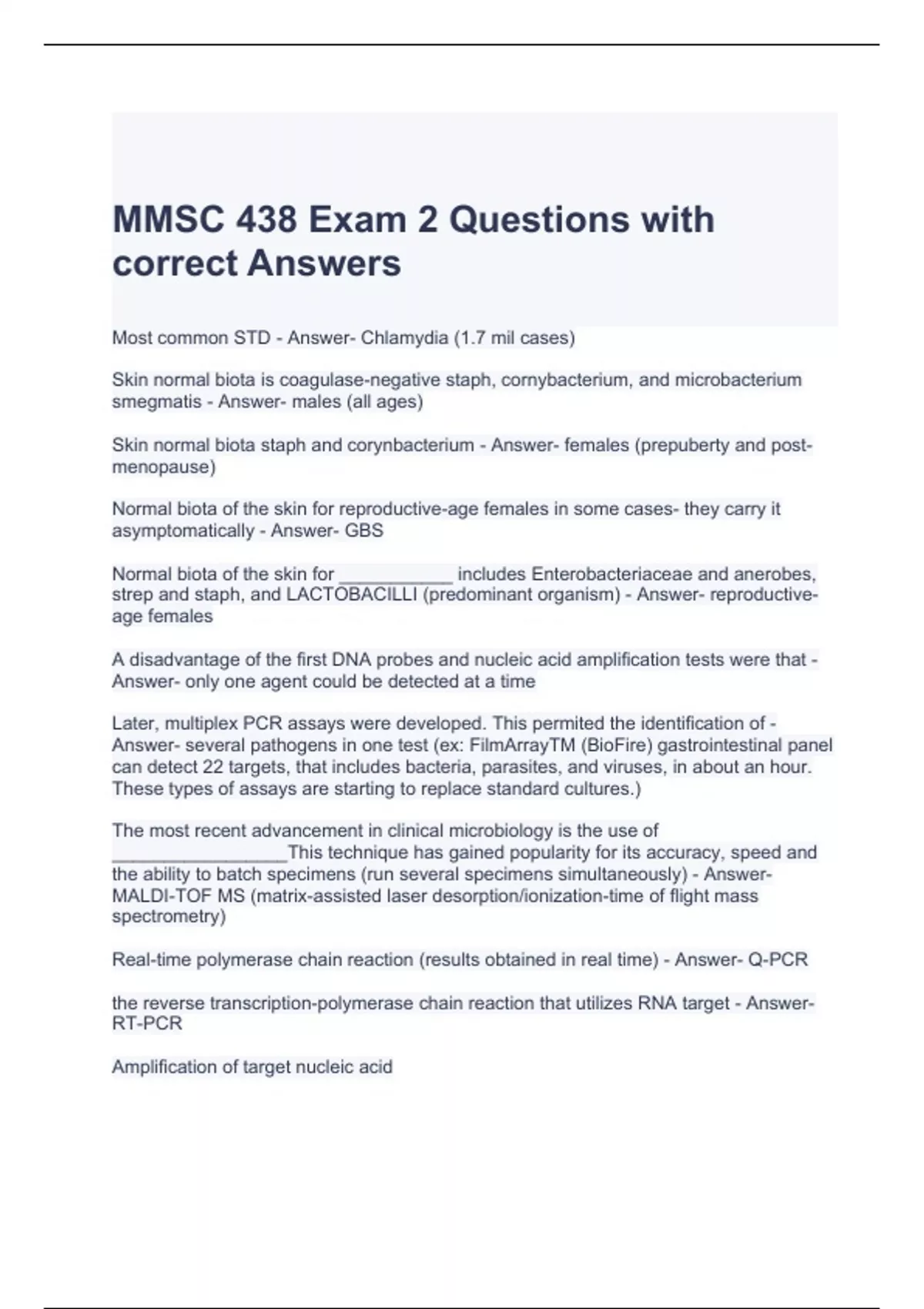 MMSC 438 Exam 2 Questions with correct Answers 2024 - MMSC 438 - Stuvia US