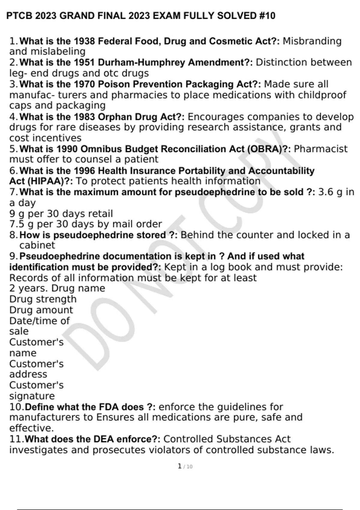 PTCB 2023 GRAND FINAL 2023 EXAM FULLY SOLVED #10 - PTCB - Stuvia US