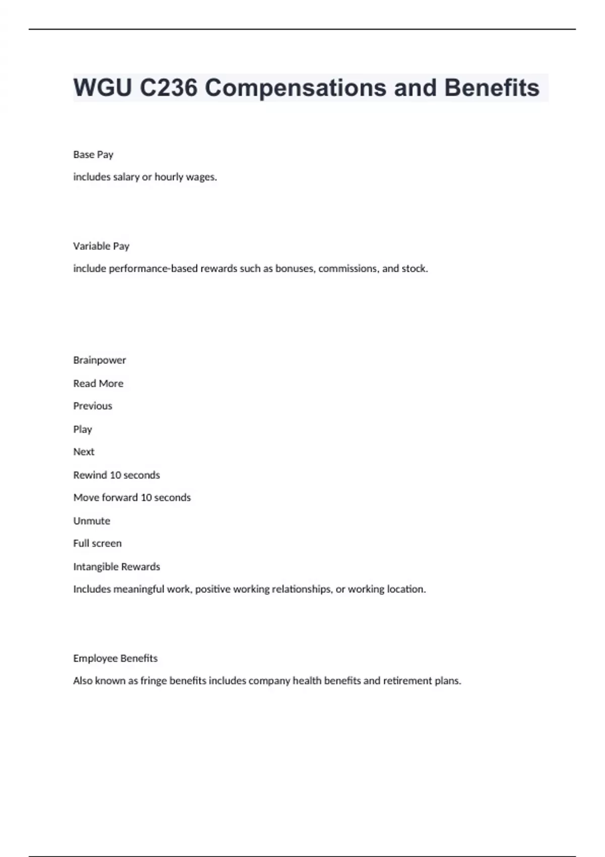 WGU C236 Compensations and Benefits correctly answered - WGU C236 ...