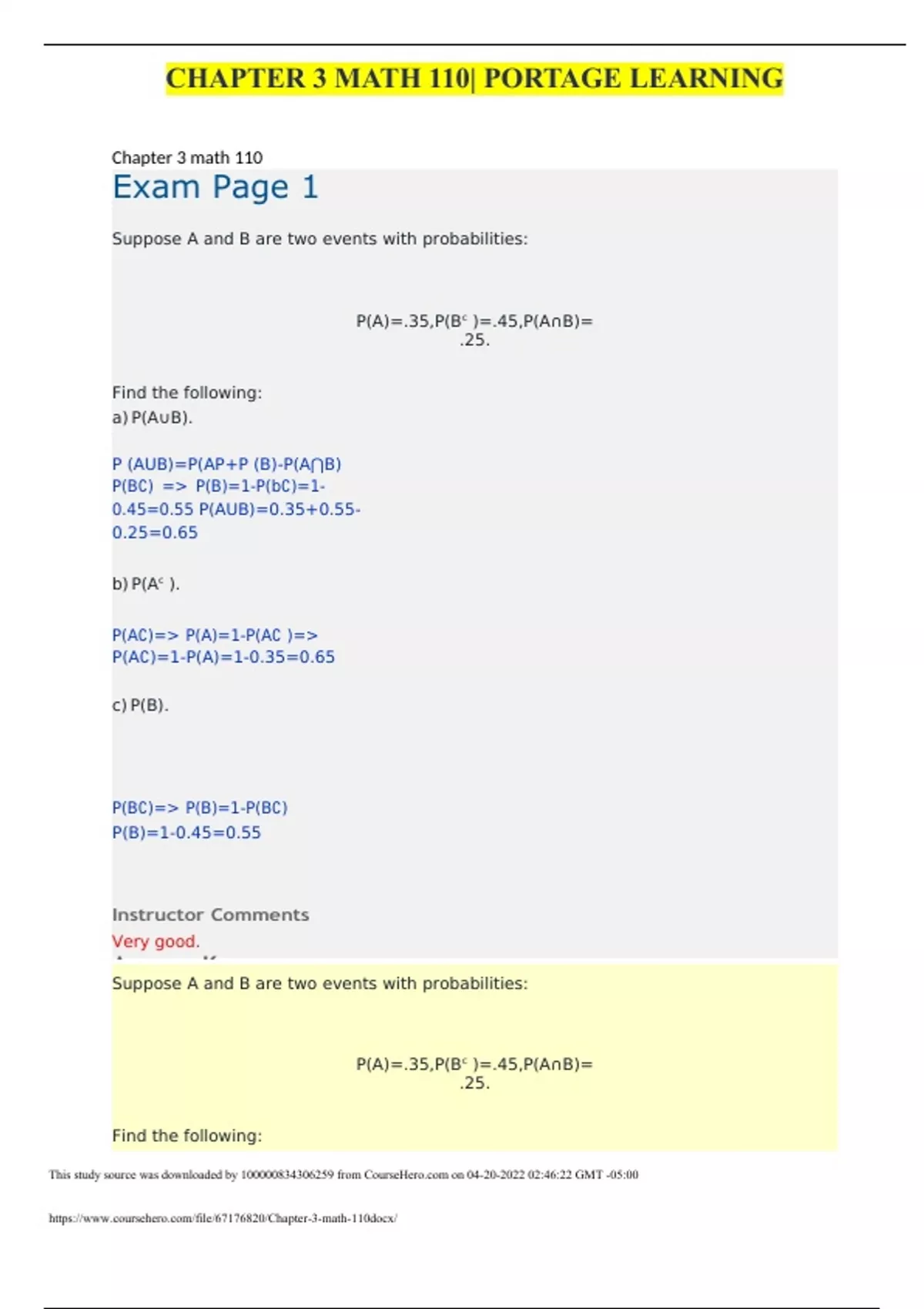 CHAPTER 3 MATH 110| PORTAGE LEARNING - CHAPTER 3 MATH 110 - Stuvia US