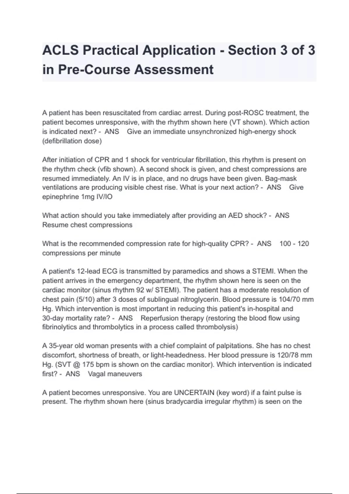 ACLS Practical Application - Section 3 of 3 in Pre-Course Assessment - ACLS Precourse Work ...