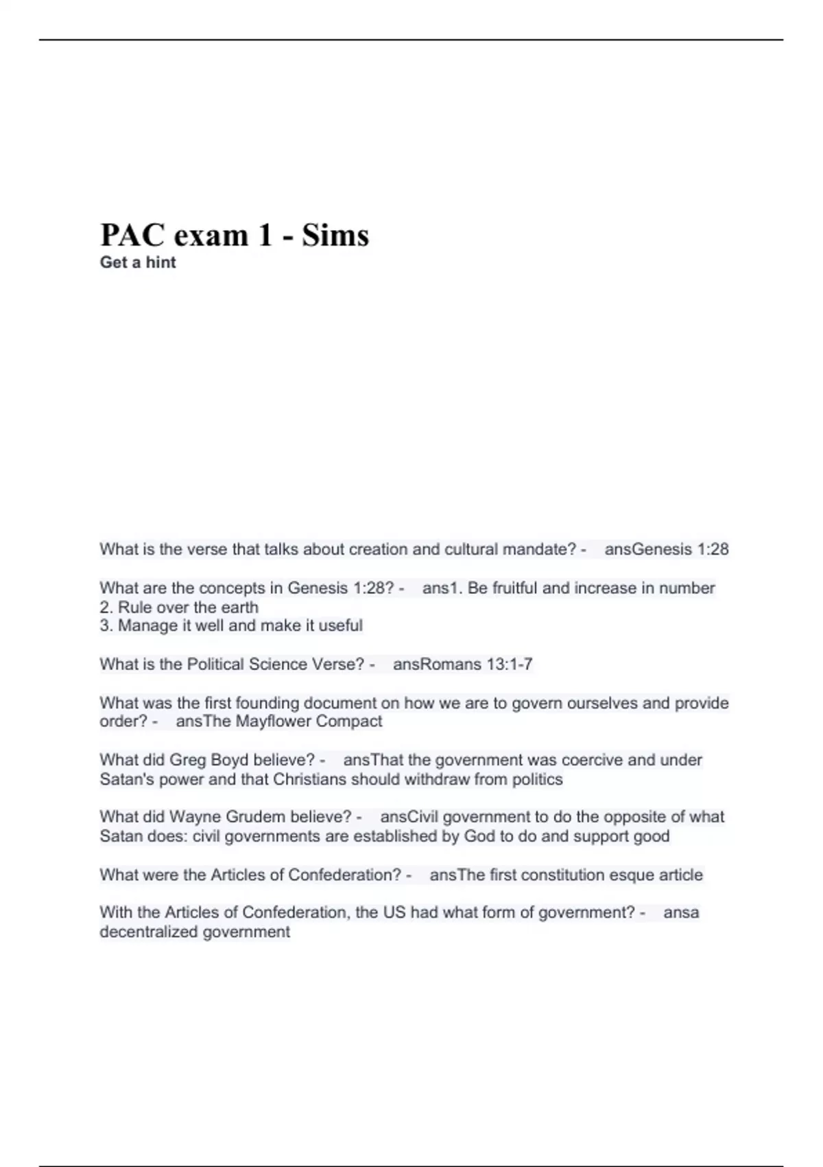 PAC exam 1 - Sims 2024 questions and answers - PAC - Stuvia US