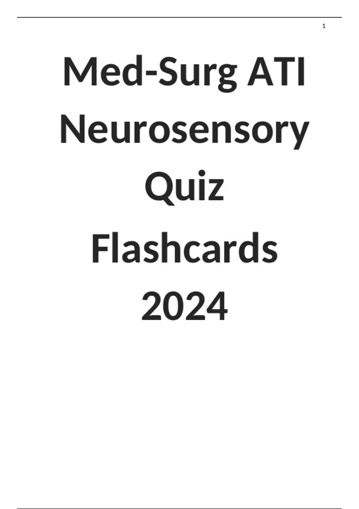 ATI Med-Surg Neurosensory Exam 2024 Complete Solution Package - Stuvia US