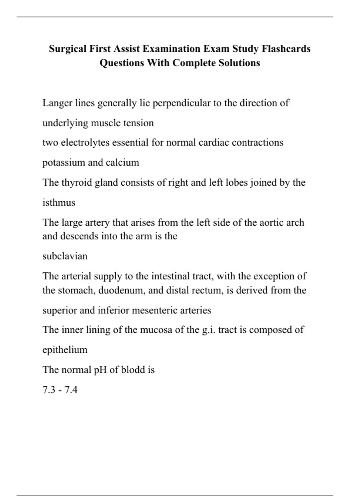 Surgical First Assist Examination Exam Study Flashcards Questions With ...