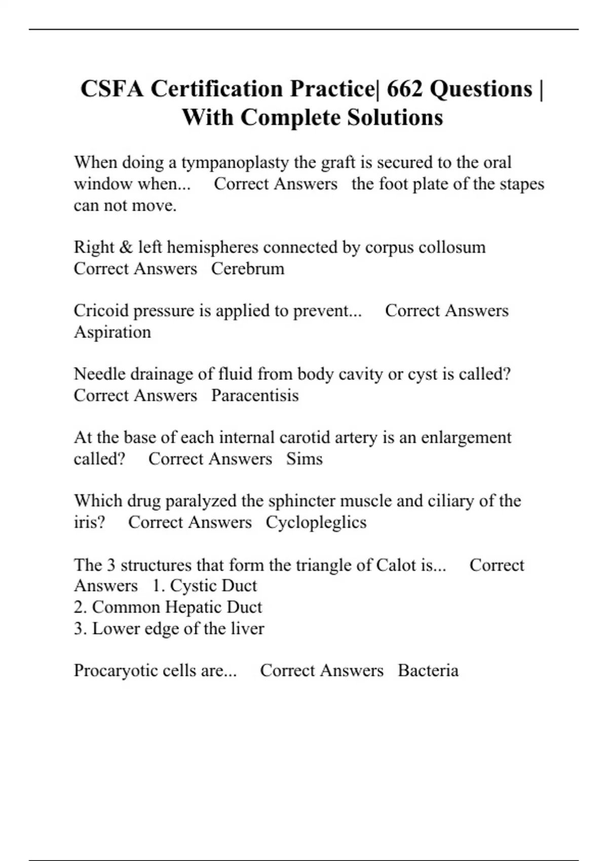 CSFA Certification Practice| 662 Questions | With Complete Solutions ...