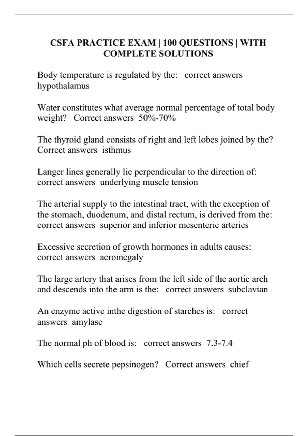 CSFA PRACTICE EXAM | 100 QUESTIONS | WITH COMPLETE SOLUTIONS - CSFA ...