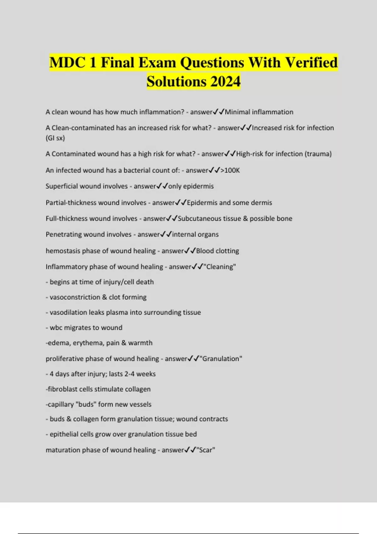 MDC 1 Final Exam Questions With Verified Solutions 2024 - MDC1 - Stuvia US