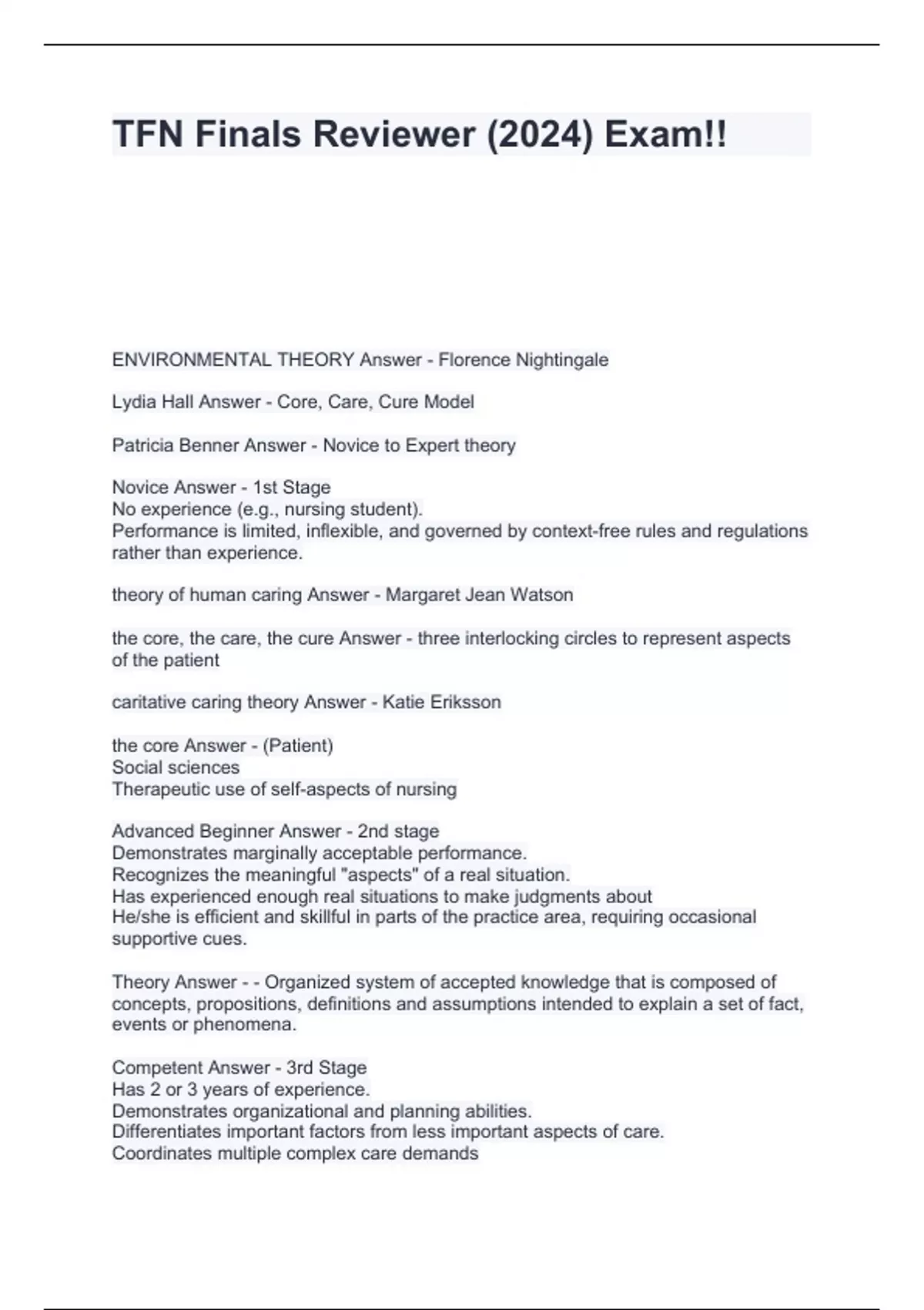 TFN Finals Reviewer (2024) Exam!! - TFN - Stuvia US