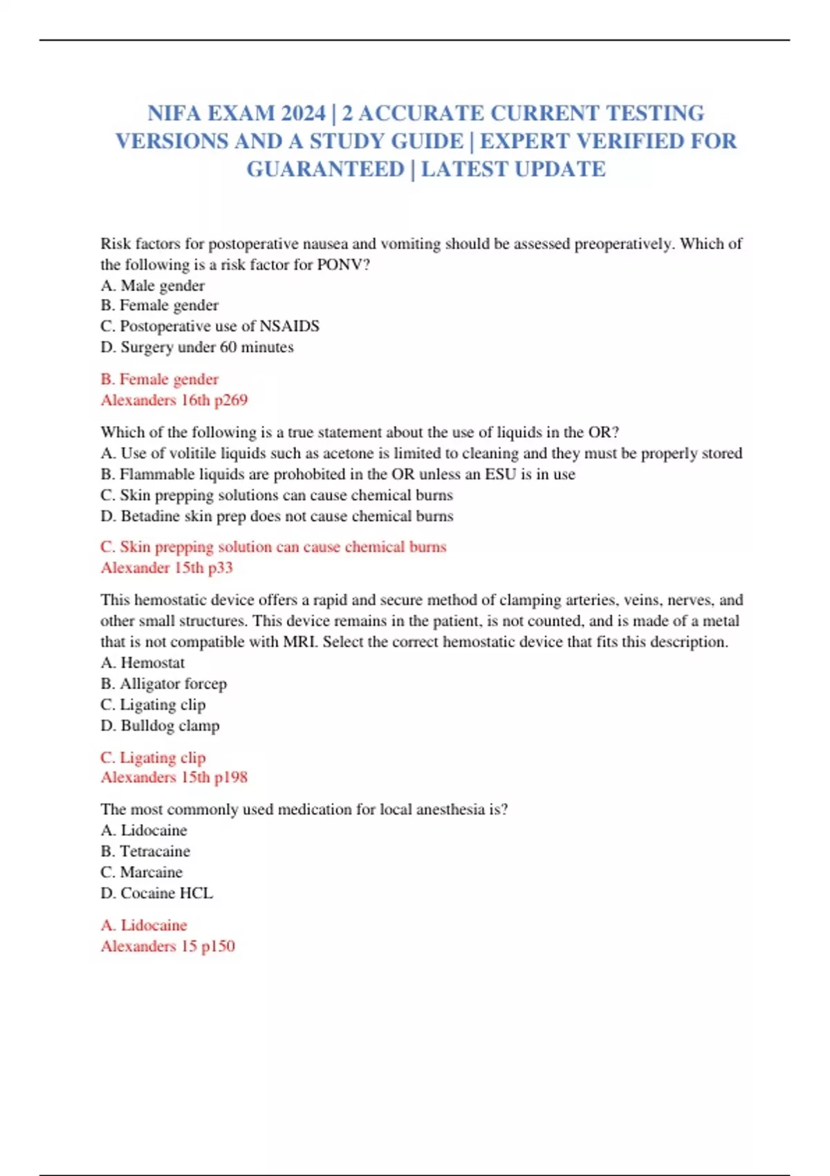 NIFA EXAM 2024 | 2 ACCURATE CURRENT TESTING VERSIONS AND A STUDY GUIDE ...