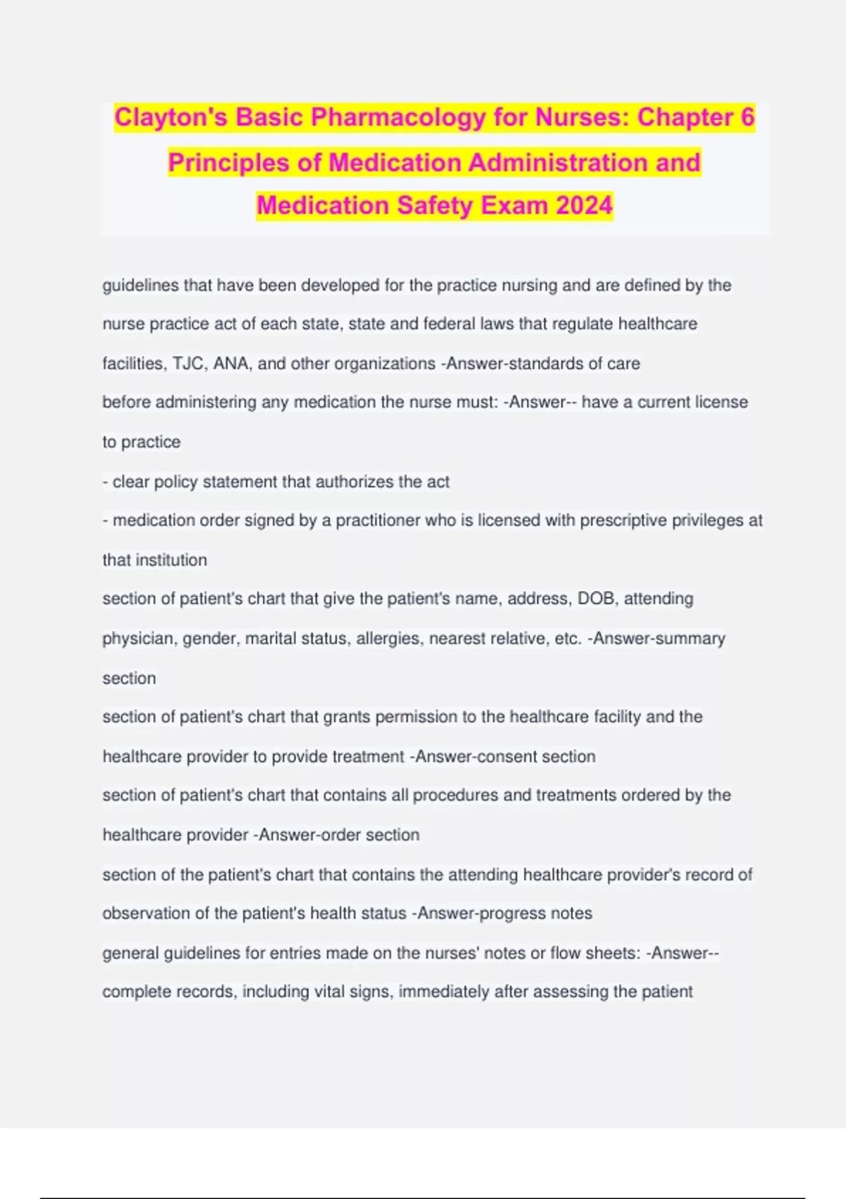 Clayton's Basic Pharmacology for Nurses: Chapter 6 Principles of ...