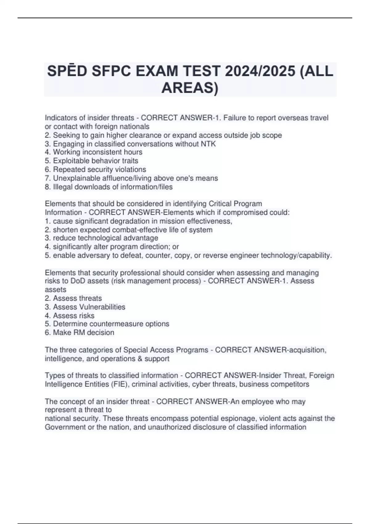 Package deal for SPĒD SFPC GENERAL QUESTIONS AND ANSWERS 2024/2025 ...