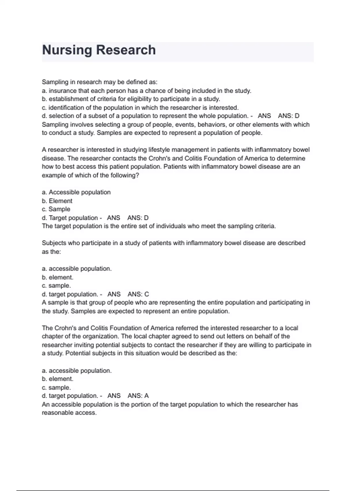 Nursing Research 2024 - Nursing research - Stuvia US