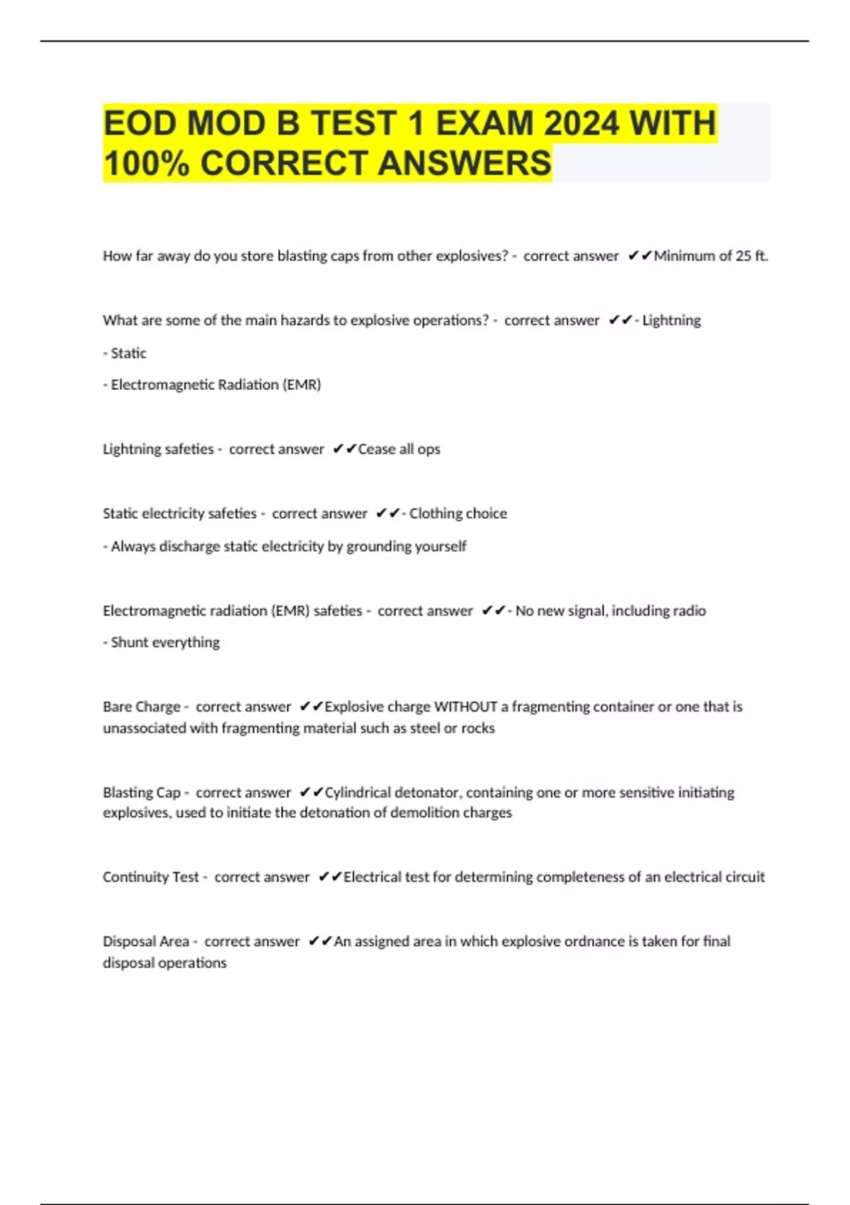 EOD MOD B TEST 1 EXAM 2024 WITH 100% CORRECT ANSWERS - EOD MOD B ...