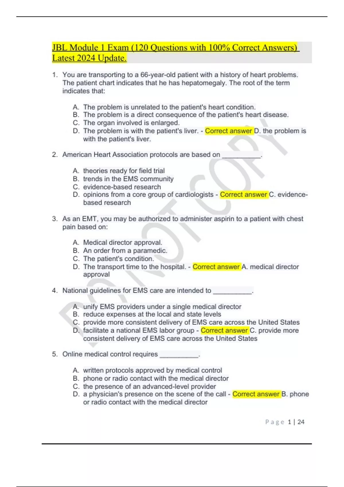 JBL Module 1 Exam (120 Questions with 100% Correct Answers) Latest 2024 ...