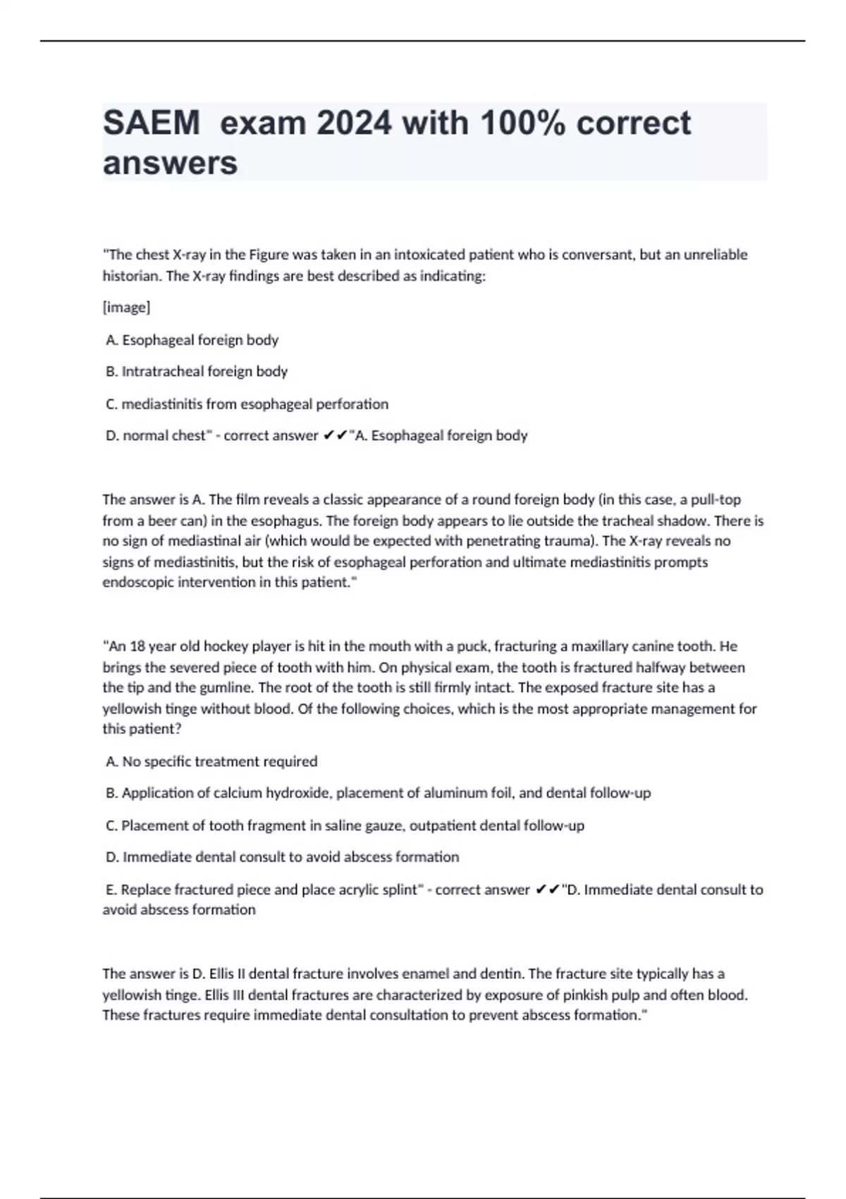 SAEM exam 2024 with 100% correct answers - SAEM - Stuvia US