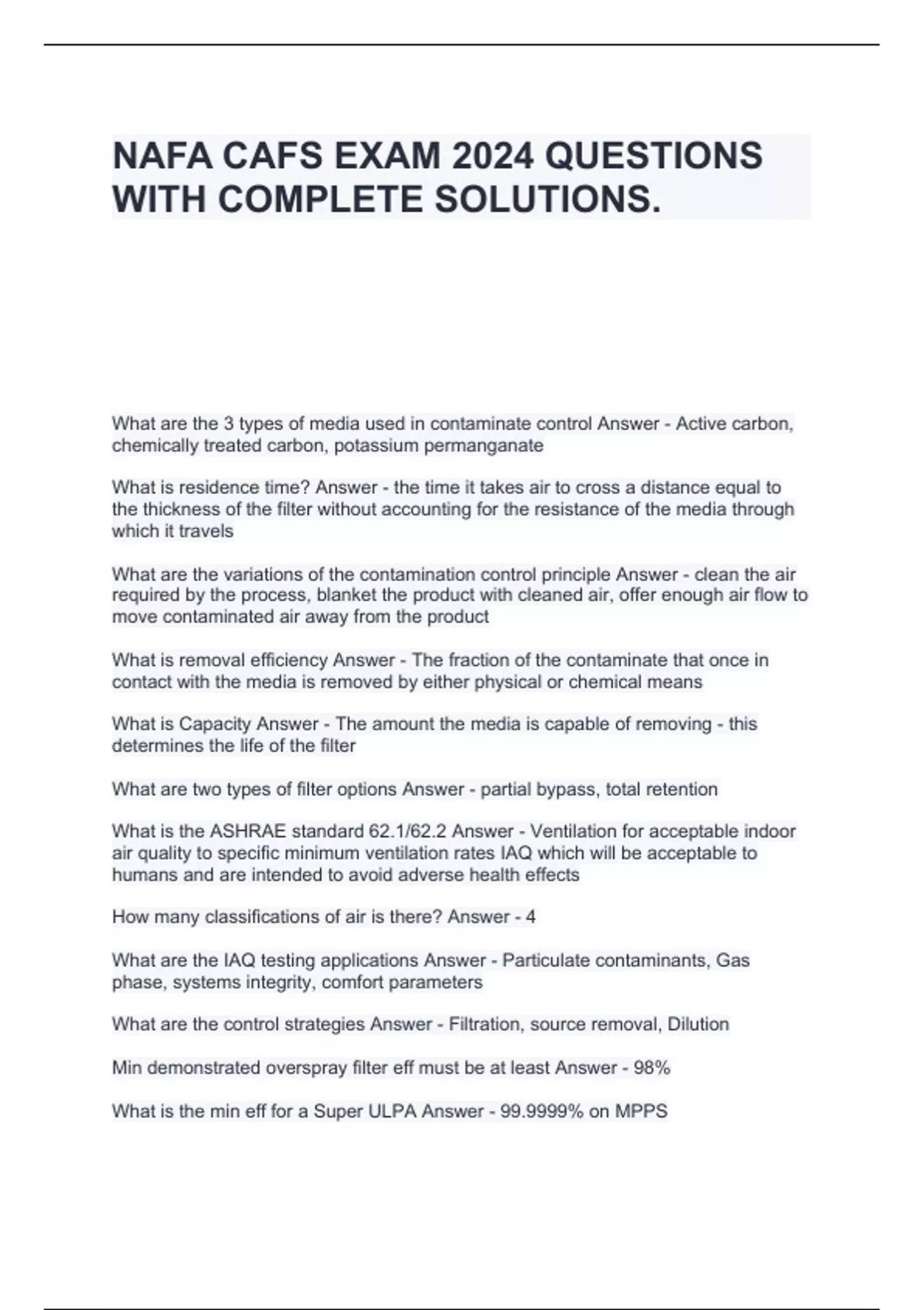 NAFA CAFS EXAM 2024 QUESTIONS WITH COMPLETE SOLUTIONS. - CAFS - Stuvia US