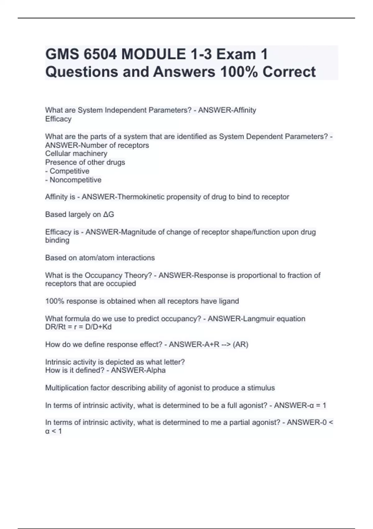 GMS 6504 MODULE 1-3 Exam 1 Questions and Answers 100% Correct - GMS 6504 - Stuvia US