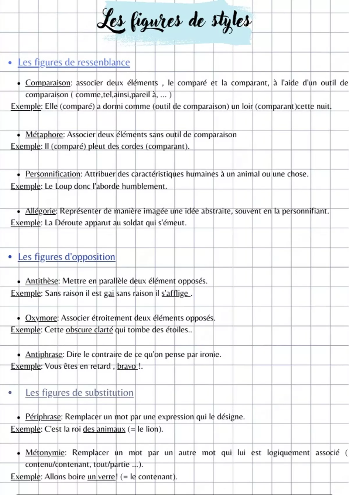 Les figures de style - Francais - Stuvia FR