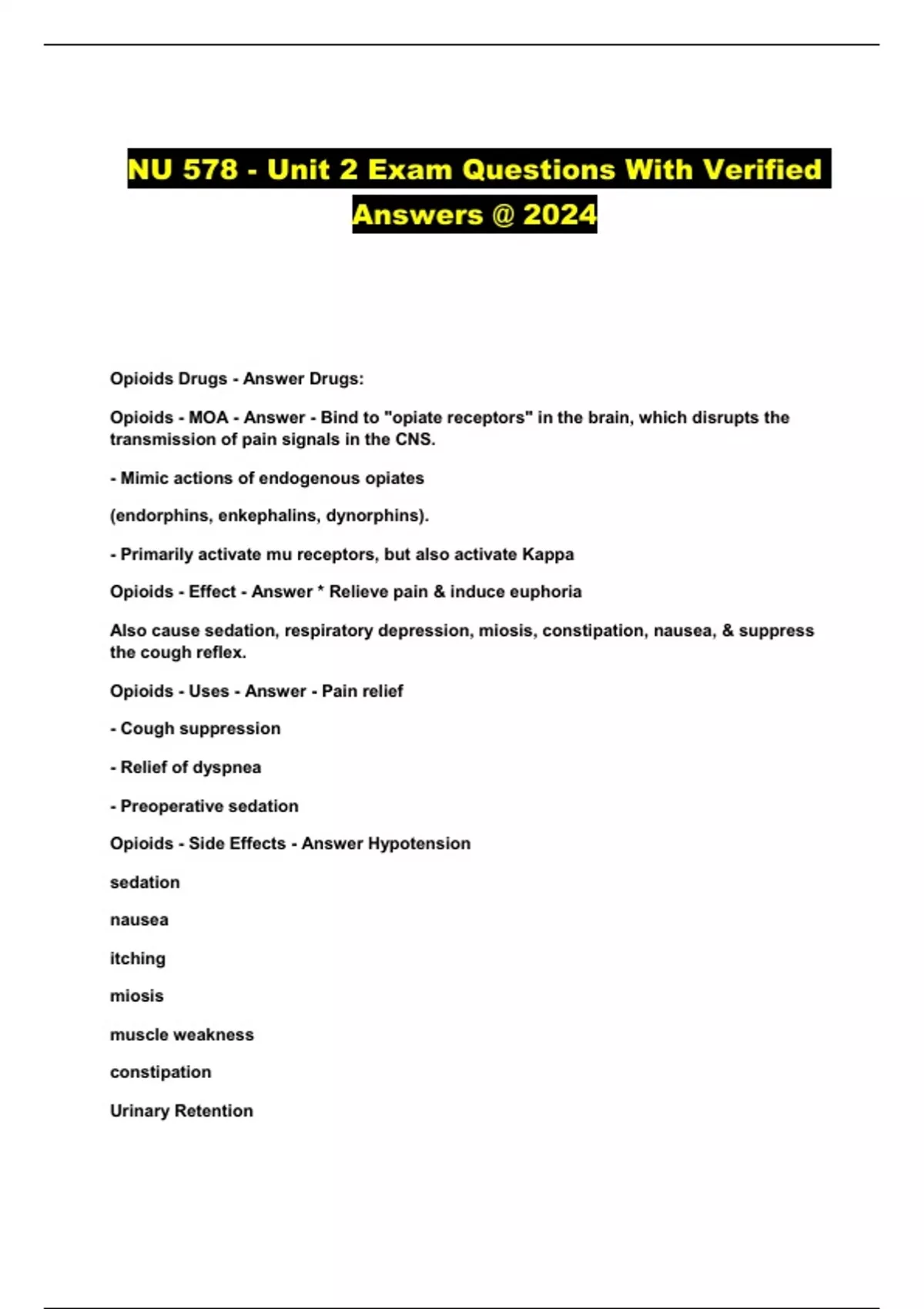 NU 578 - Unit 2 Exam Questions With Verified Answers @ 2024 - NU 578 ...