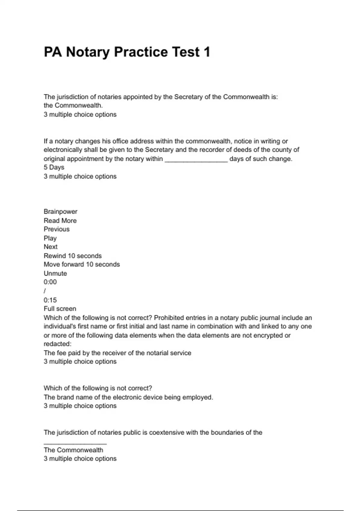 PA Notary Practice Test 1 graded A+ 2024/2025 - PA NOTARY - Stuvia US