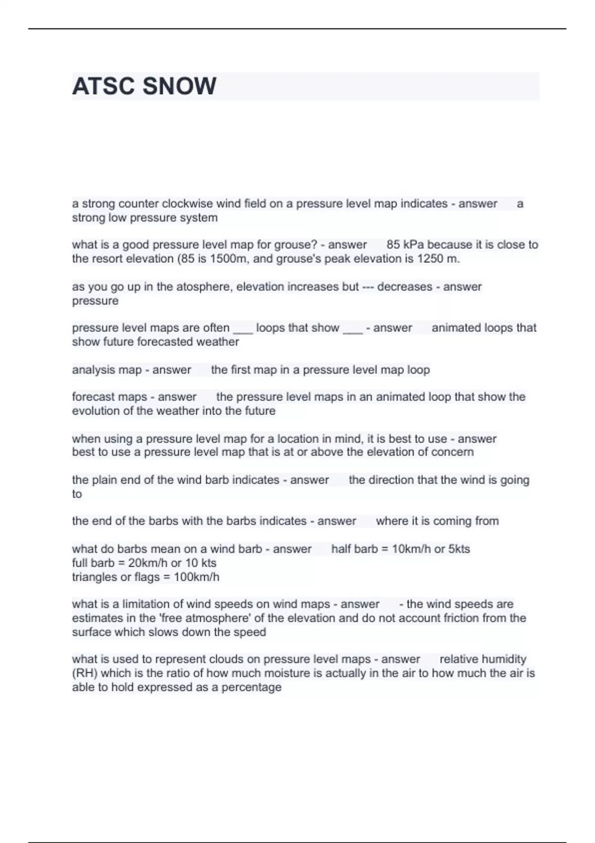 ATSC SNOW QUESTIONS WITH CORRECT ANSWERS 2024 - ATSC - Stuvia US