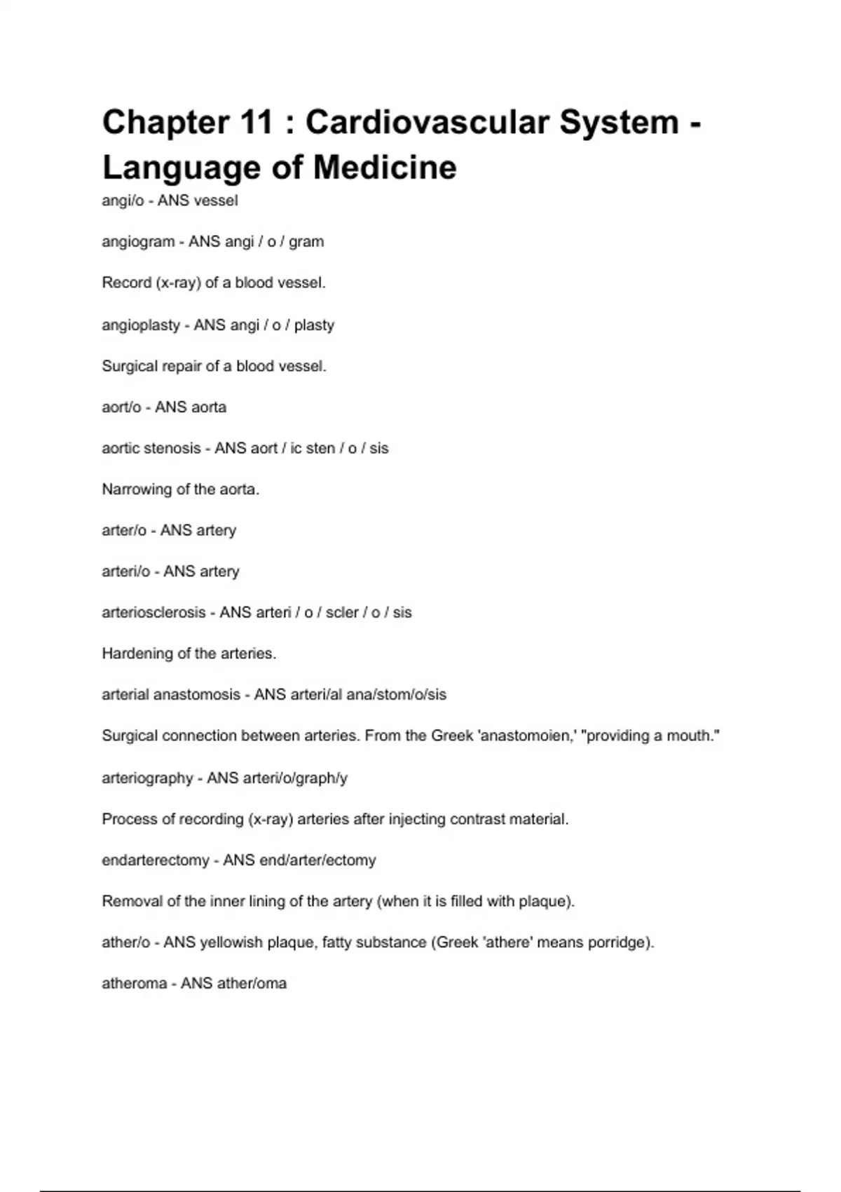 Chapter 11 : Cardiovascular System - Language of Medicine Complete Newest Version - Language of ...