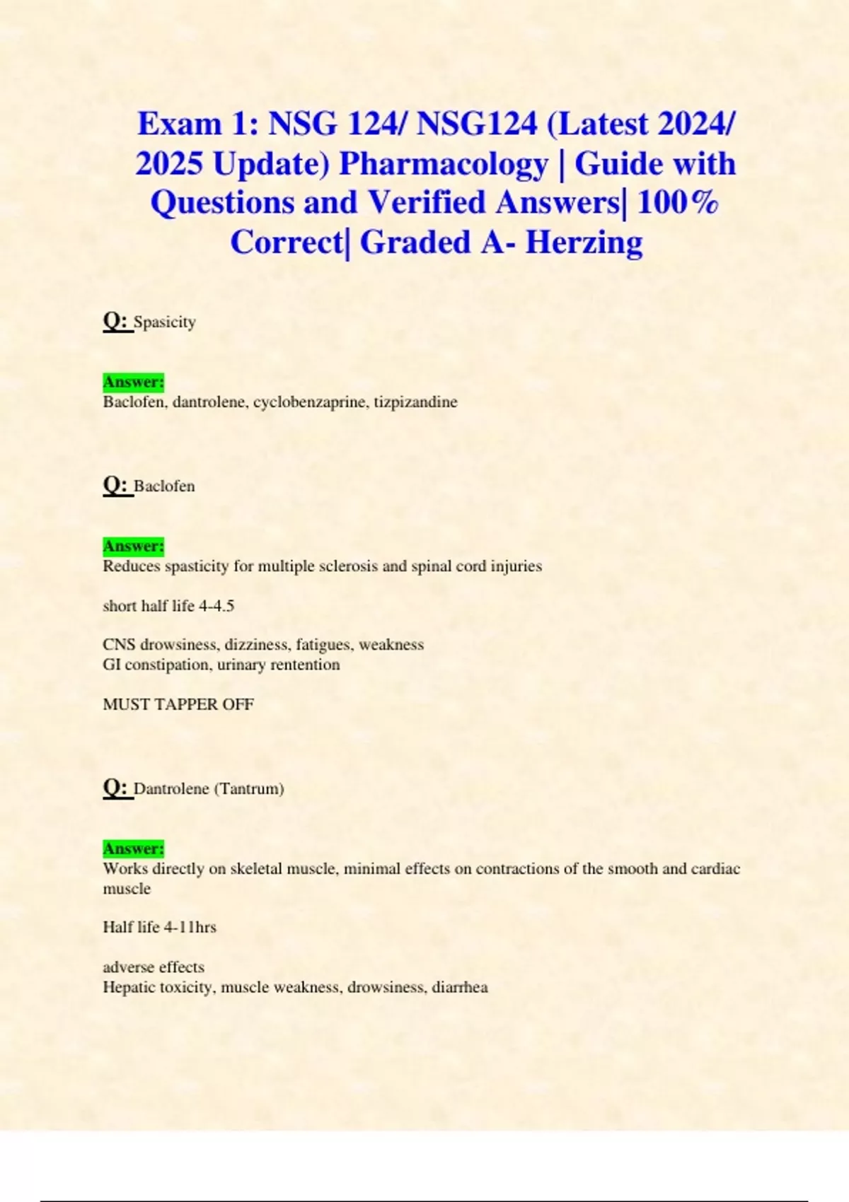 Exam 1,Exam 2,Exam 3, Final & Hesi: NSG 124/ NSG124 (Latest 2024/ 2025 ...