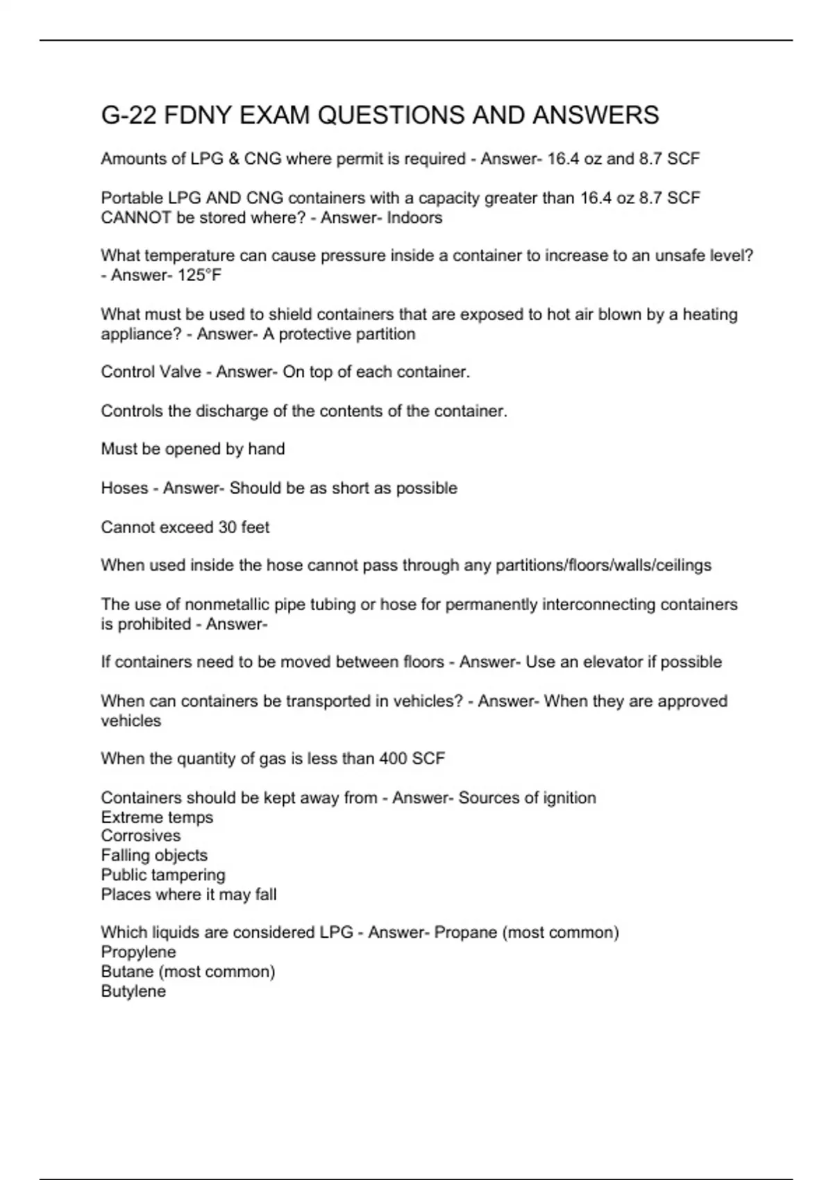 G-22 FDNY EXAM QUESTIONS AND ANSWERS - G-22 FDNY - Stuvia US