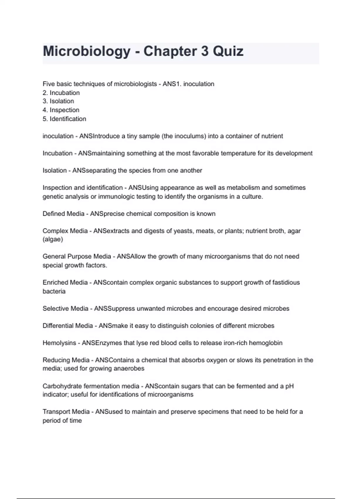 Microbiology - Chapter 3 Quiz 2024/2025 already graded A+ - OPENSTAX - Stuvia US