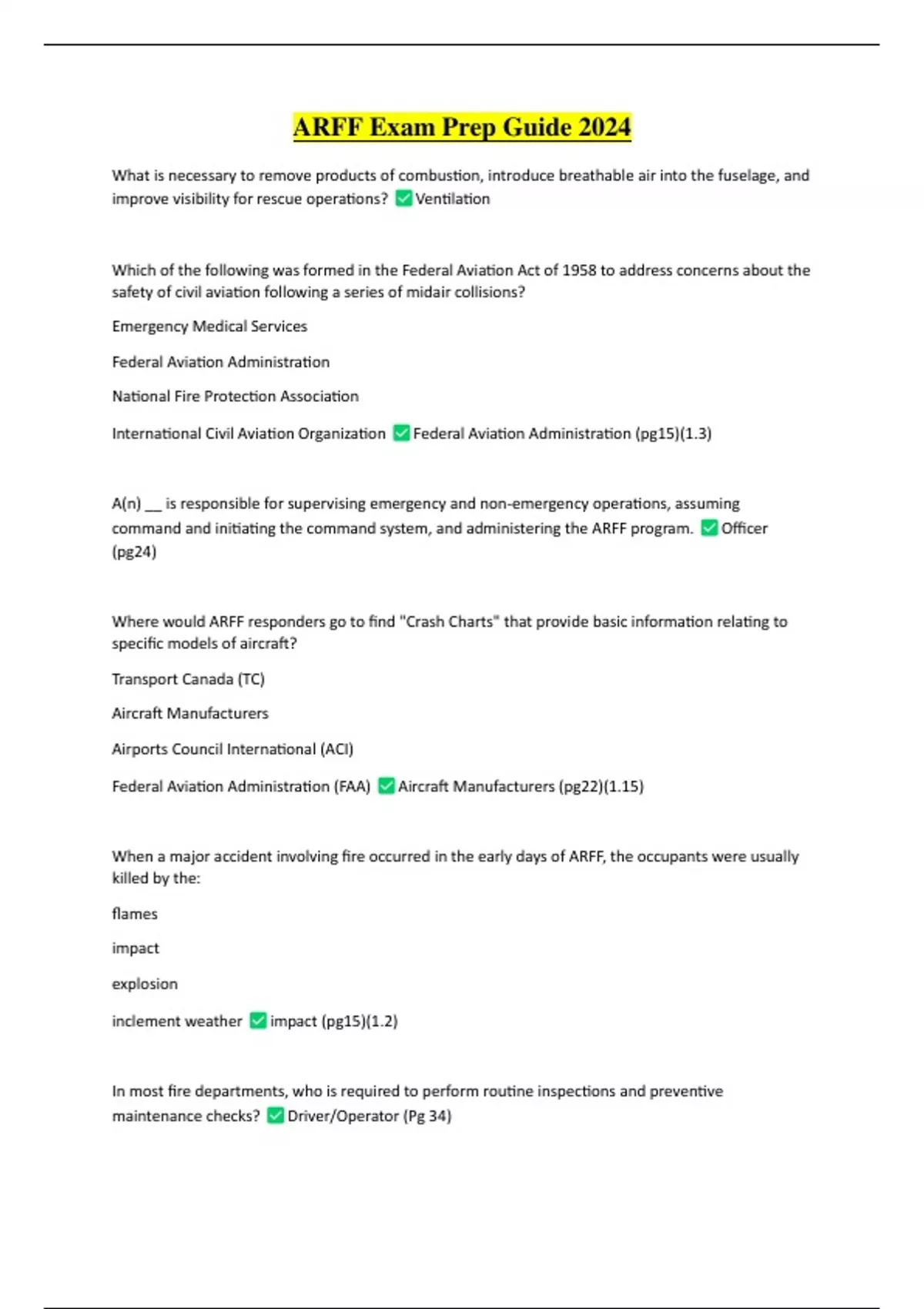 ARFF Exam Prep Guide 2024 - ARFF E - Stuvia US