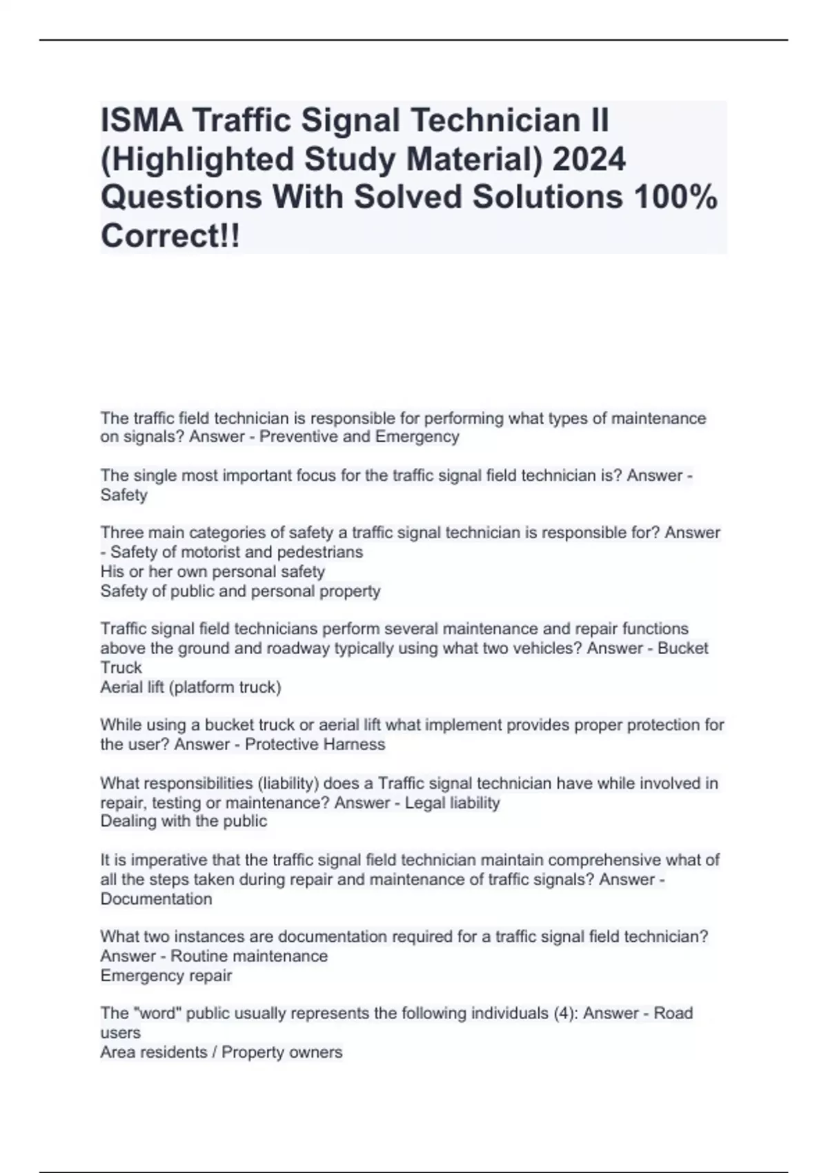 ISMA Traffic Signal Technician II (Highlighted Study Material) 2024 ...